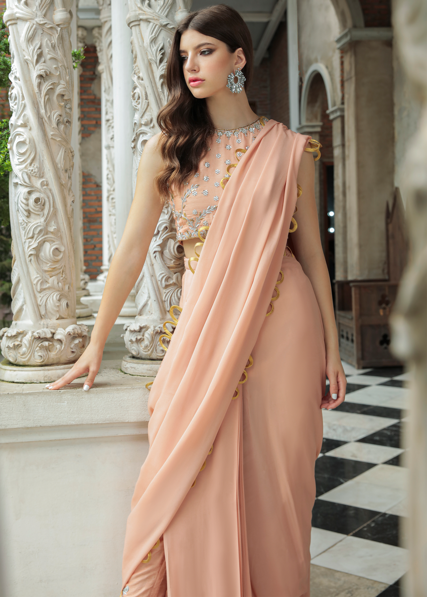 Salmon Pink Saree Pants – PURPLE HAZE PRET STUDIO